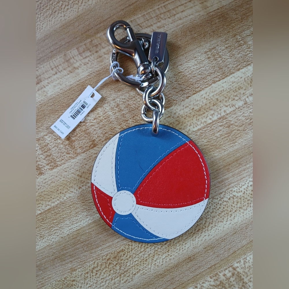 Coach Red, Blue, and White Beach Ball Keychain NWT - Gem